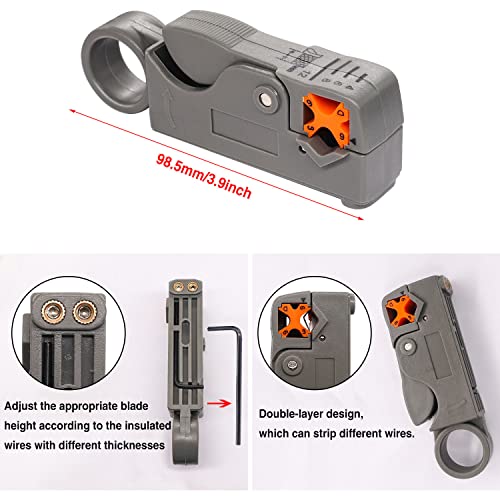 Taiss Coax Cable Crimper Tool Kit,Coaxial Cable Stripper,coax cable crimper,with 20 PCS F Style RG6 Compression connectors,RG6 Coaxial Cable Compression Tool Kit