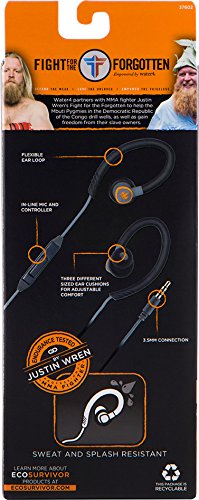 EcoSurvivor IPX4 Sweat Resistant Earbuds with Mic, in-Line Controller, Flexible Ear Loops, 3 Silicone Gel Cushions, Premium Sound Quality, Great in-Ear Headphones, Outdoors, 37602, Gray