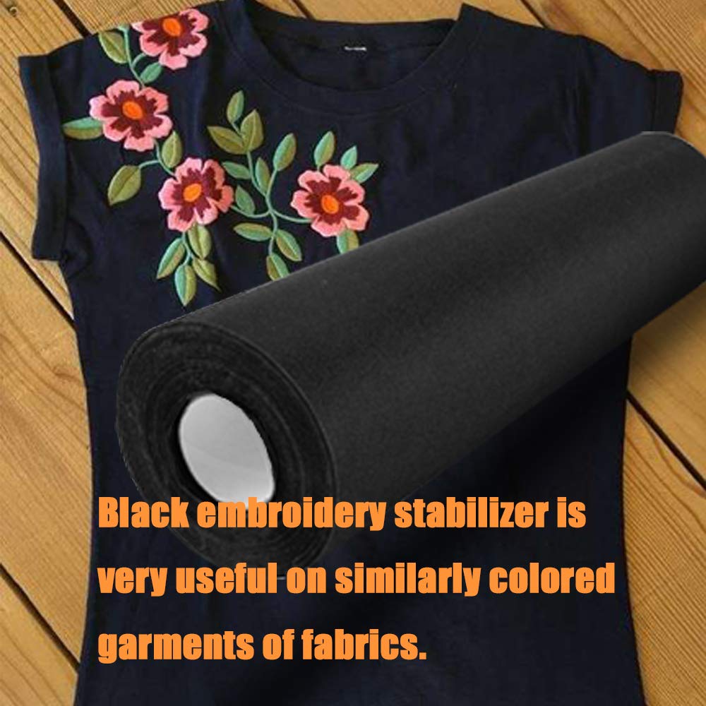 New brothread Black Tear Away Machine Embroidery Stabilizer Backing 12" x 25 Yd roll - Medium Weight 1.8 oz - 3 Options - Tear Away/Cut Away/No Show Mesh