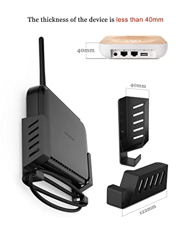 Universal Laptop Wall Mount Holder Cable Box Wall Mount Build-in Cable Management Hook Compatible with Laptops/WIFI Routers/Macbooks/TV boxes/Network Switches/Modems/Audio Devices and More(Black)