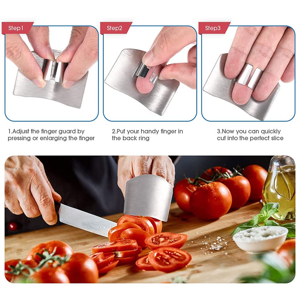 Mcles Stainless Steel Finger Guard, 2PCS Finger Guards For Cutting, Kitchen Tool Finger Guard, Finger Protectors, Finger Protector, Avoid Hurting When Slicing And Dicing Kitchen Safe Chop Cut Tool