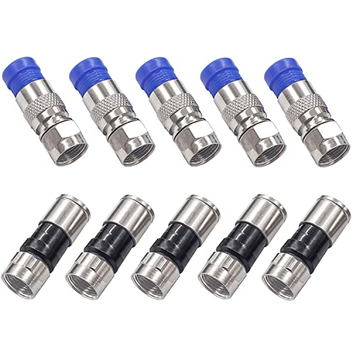 Taiss Coax Cable Crimper Tool Kit,Coaxial Cable Stripper,coax cable crimper,with 20 PCS F Style RG6 Compression connectors,RG6 Coaxial Cable Compression Tool Kit