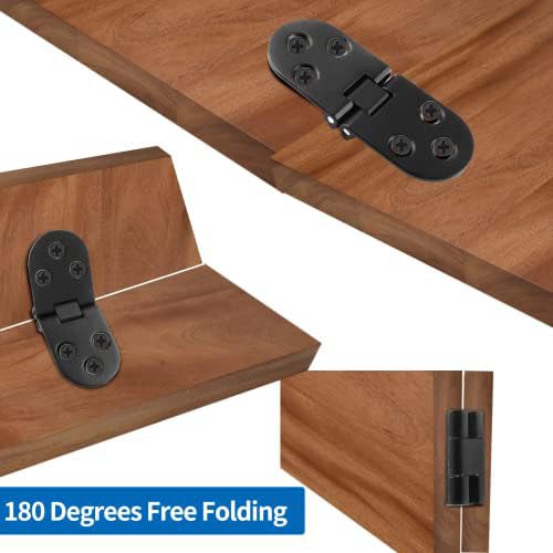 Auvotuis 4Pcs Heavy Duty Folding Table Hinges, Black Sewing Machine Flip Top Hinge Zinc Alloy Butler Tray Hinge with Mounting Screws for Drop Front Desk Drawer, Doors (3.1 x 1.18inch)
