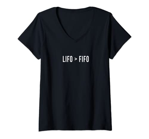Womens LIFO > FIFO Accountant Controller CPA Bookkeeper Funny Cute V-Neck T-Shirt