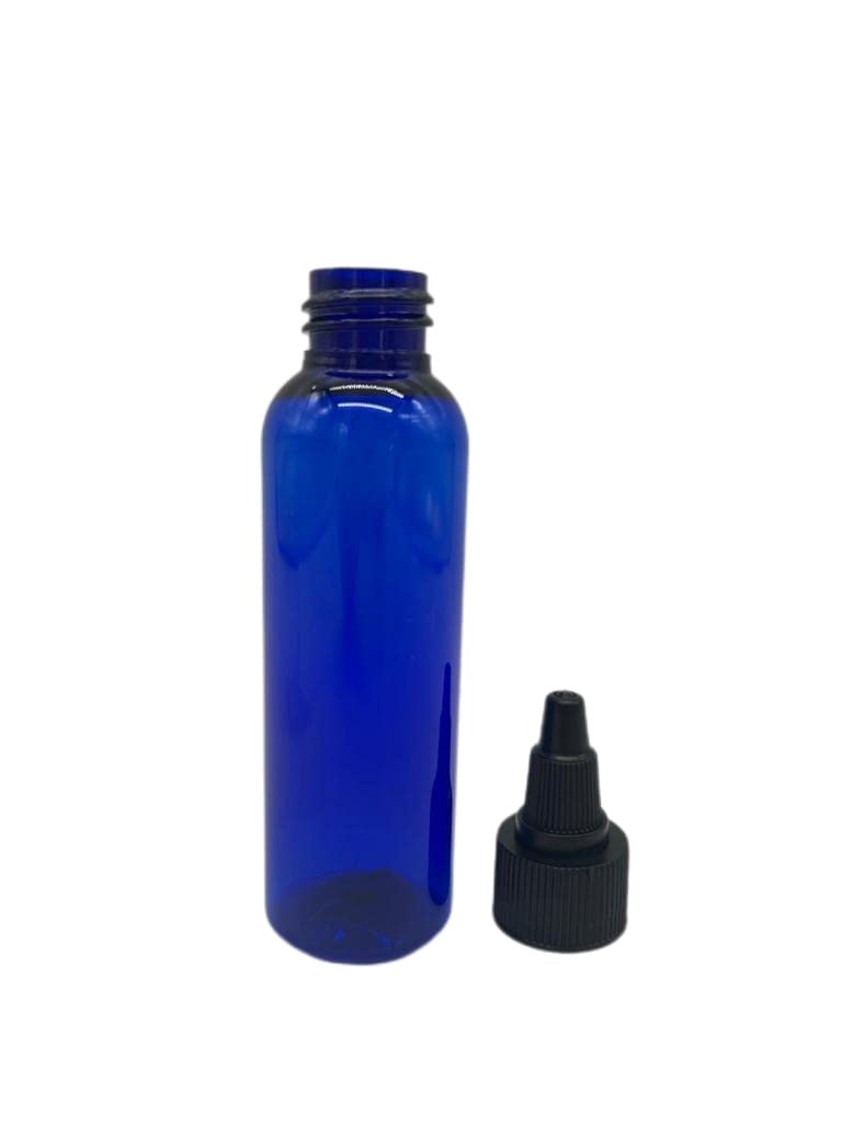 Natural Farms 2 oz Blue Cosmo Plastic Bottles -12 Pack Empty Bottle Refillable - BPA Free - Essential Oils - Aromatherapy | Black Twist Top Cap - Made in the USA