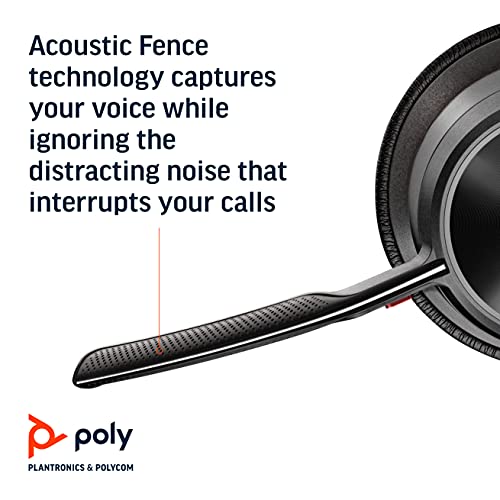 Poly - Voyager Focus 2 Office USB-A (Plantronics) - Bluetooth Stereo Headset with Boom Mic - USB-A PC/Mac/Desk Phone Compatible - Active Noise Canceling - Works with Teams (Certified), Zoom & More