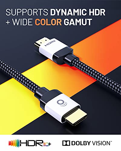ECHOGEAR HDMI Cables - 8 Foot Certified Ultra High Speed Cable with Flexible Braided Jacket - Get 4k @ 120Hz On PS5 & Xbox Series X - Supports 8k, HDR, eArc, Dolby Vision, & More