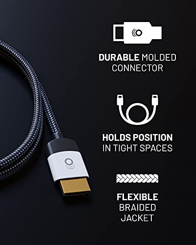 ECHOGEAR HDMI Cables - 8 Foot Certified Ultra High Speed Cable with Flexible Braided Jacket - Get 4k @ 120Hz On PS5 & Xbox Series X - Supports 8k, HDR, eArc, Dolby Vision, & More