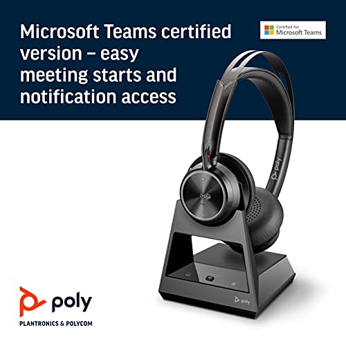 Poly - Voyager Focus 2 Office USB-A (Plantronics) - Bluetooth Stereo Headset with Boom Mic - USB-A PC/Mac/Desk Phone Compatible - Active Noise Canceling - Works with Teams (Certified), Zoom & More