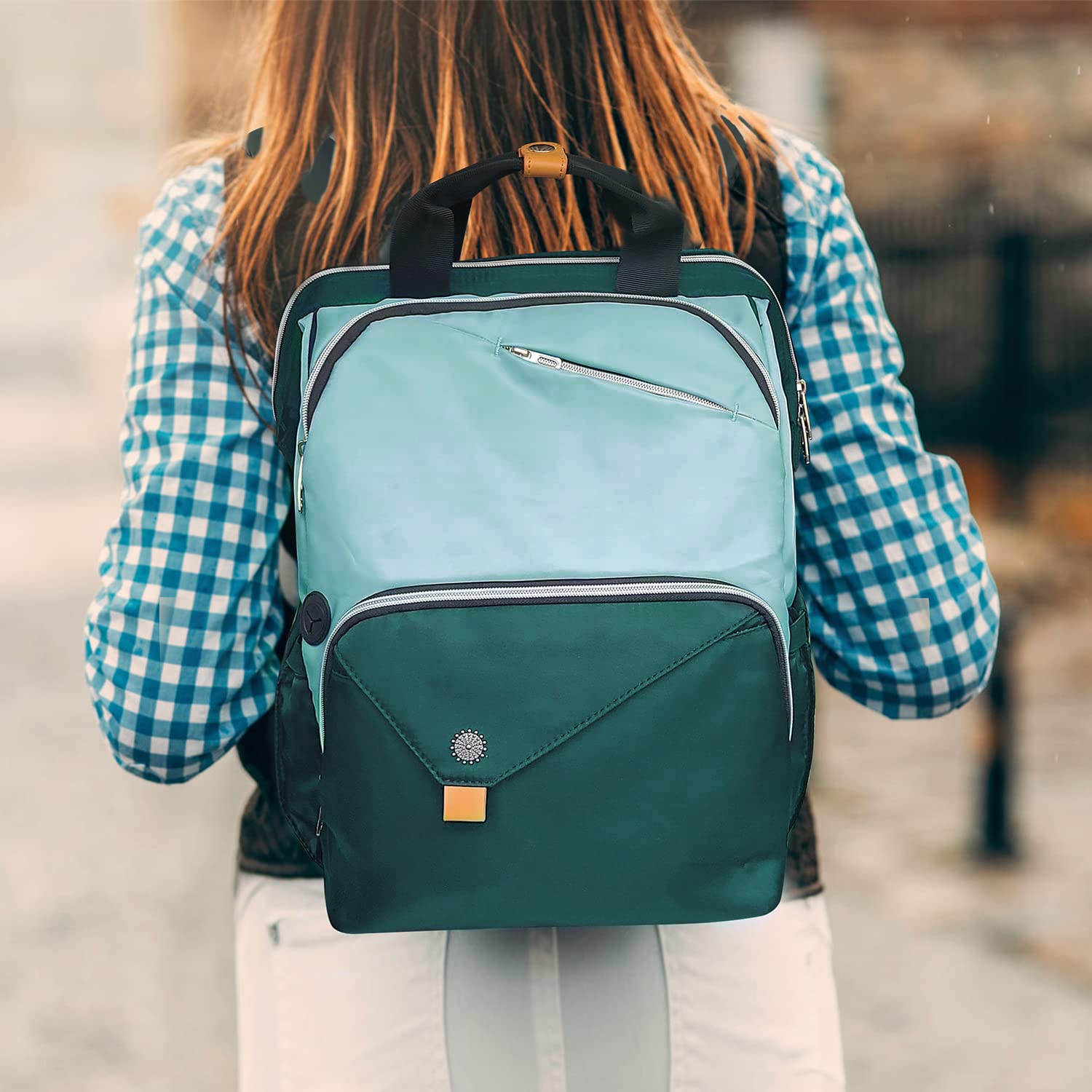 Hap Tim Laptop Backpack Women, Travel Backpack for Women, Work Backpack, Nurse Backpack, Green(7651-GR)