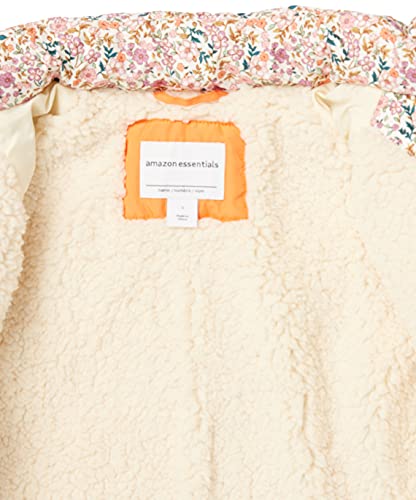 Amazon Essentials Toddler Girls' Long Quilted Cocoon Puffer Coat, Cream Floral, 3T