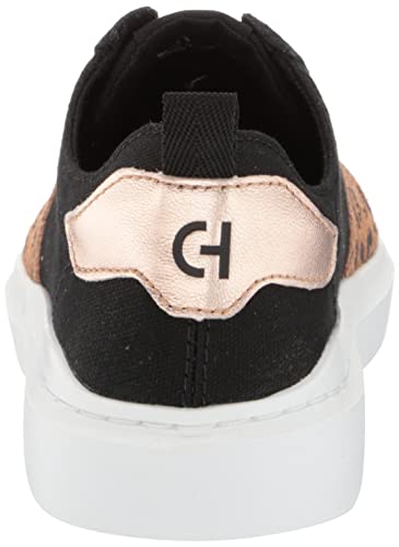 Cole Haan Women's Grandpro Rally Canvas Court Sneaker, Black/Printed Leopard/Rose Gold/Optic White Outsole, 6
