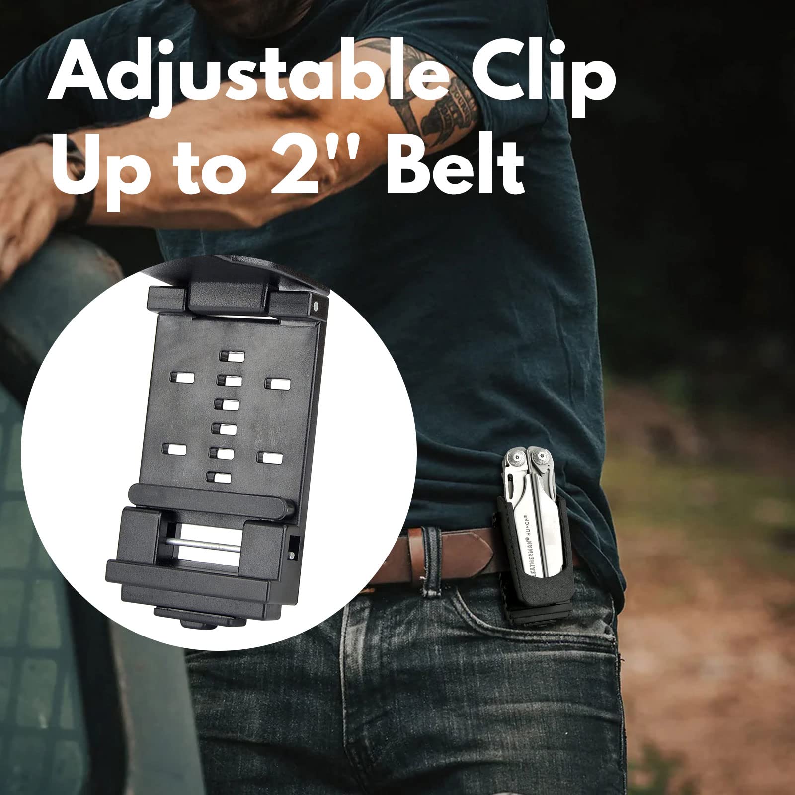 Healvaluefit Heavy Duty Sheath for LEATHERMAN Surge, EDC Belt Holster for Surge, Surge Case with Adjustable and Low-Profile Clip, Accessories for LEATHERMAN Surge