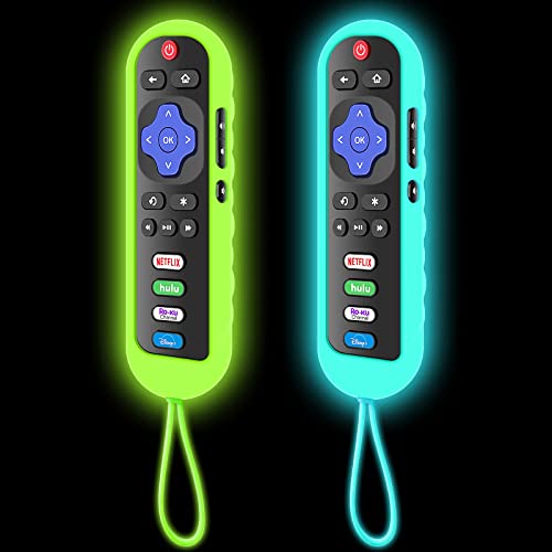[2Pack] TCL roku tv Remote Cover,Compatible with RC280 RC282 Remote with Buttons for Netflix, Sling, Hulu, Now or Vudu/ESPN | 4K UHD Roku LED TV - 50S435 | Roku TV - 32S335 | (Luminous Green + Blue)