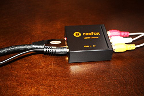 Rasfox Powered HDMI to AV/RCA Converter, 1080p HDTV HDMI to Composite RCA Audio Video A/V CVBS Adapter Converter Box with Power Adapter, High-end Metal Box with 1 Year Warranty