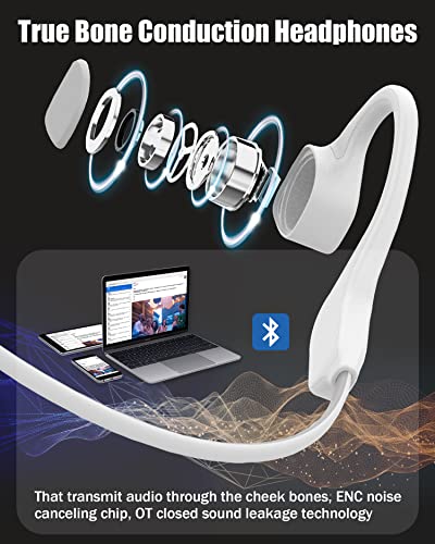 maonple Bone Conduction Headphones, Open-Ear Bluetooth 5.3 Sport Earphones IP56 Waterproof Sweatproof Wireless Headset with Microphone for Workout Running Gym Cycling X1