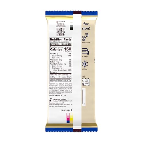 HERSHEY'S SYMPHONY Chocolate Almond Toffee XL, Candy Bars, 4.25 oz (16 Pieces, 12 Count)