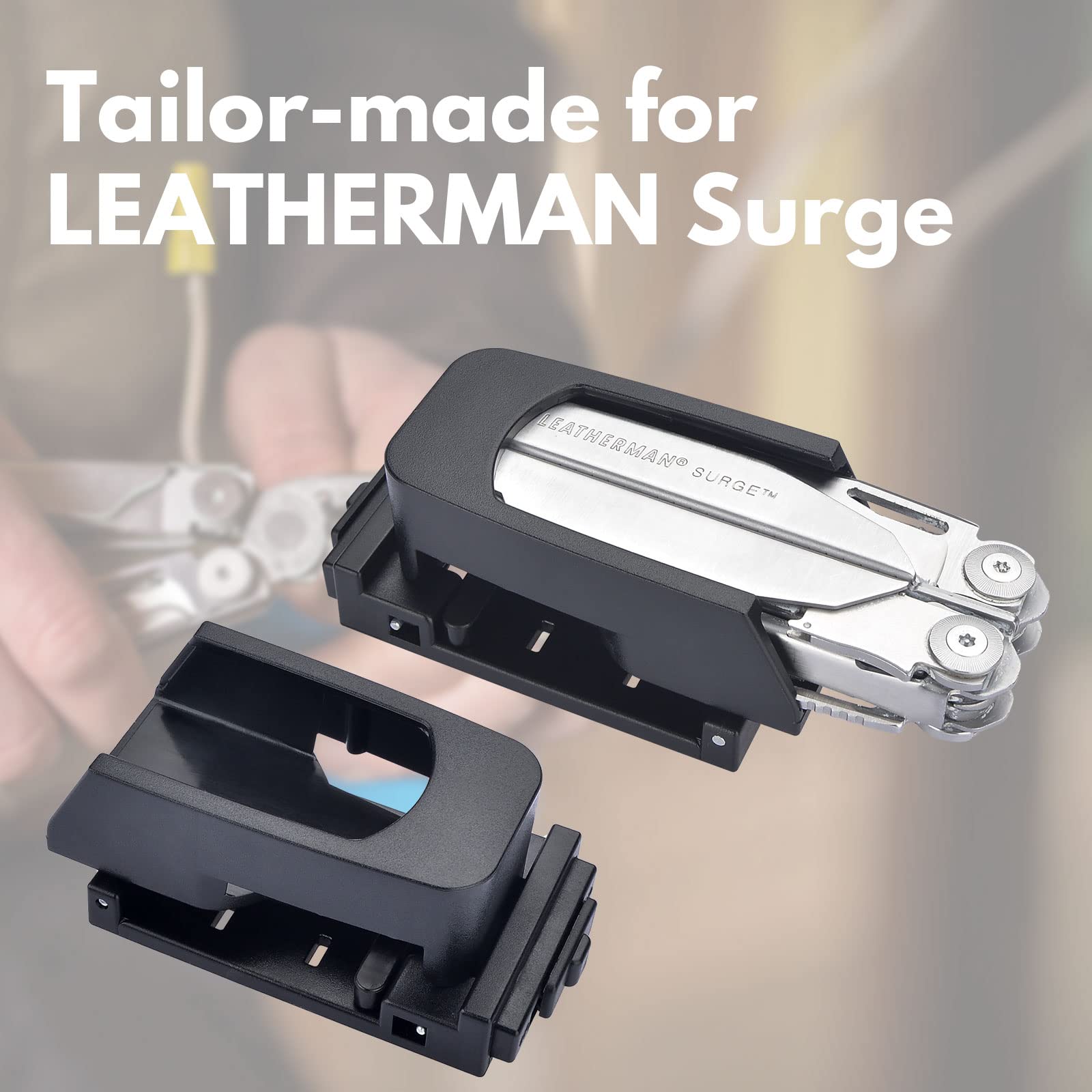 Healvaluefit Heavy Duty Sheath for LEATHERMAN Surge, EDC Belt Holster for Surge, Surge Case with Adjustable and Low-Profile Clip, Accessories for LEATHERMAN Surge