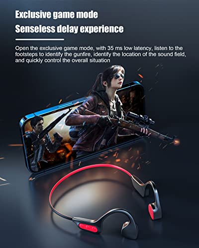maonple Bone Conduction Headphones, Open-Ear Bluetooth 5.3 Sport Earphones IP56 Waterproof Sweatproof Wireless Headset with Microphone for Workout Running Gym Cycling X1
