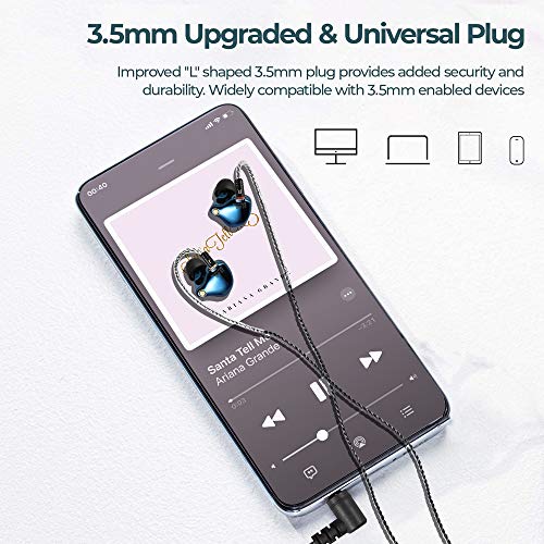 Famedy in-Ear Monitors, Wired Earbuds with Tesla Technology Headphone MMCX Detachable Cables,Noise-Isolating in Ear Earbuds for Musicians Drummer HiFi Stereo IEM Earphones (Blue, no Mic