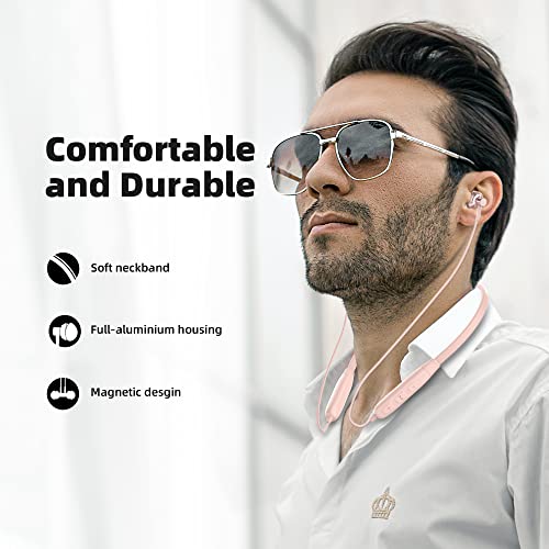 SoundMAGIC S20BT Neckband Bluetooth Headphones Wireless Earphones HiFi Stereo in Ear Headset with Microphone Lightweight Sports Earbuds Long Playtime Stable Connection Pink