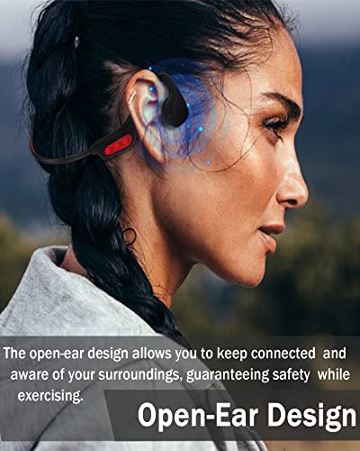 maonple Bone Conduction Headphones, Open-Ear Bluetooth 5.3 Sport Earphones IP56 Waterproof Sweatproof Wireless Headset with Microphone for Workout Running Gym Cycling X1