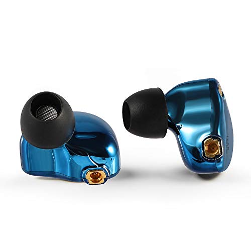 Famedy in-Ear Monitors, Wired Earbuds with Tesla Technology Headphone MMCX Detachable Cables,Noise-Isolating in Ear Earbuds for Musicians Drummer HiFi Stereo IEM Earphones (Blue, no Mic