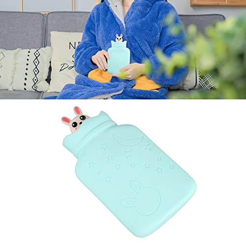 Silicone Hot Water Bottle, Beautiful Microwave Heating, Explosionproof, High Temperature Resistant, Hot Compress Hot Water Bottle (Blue)
