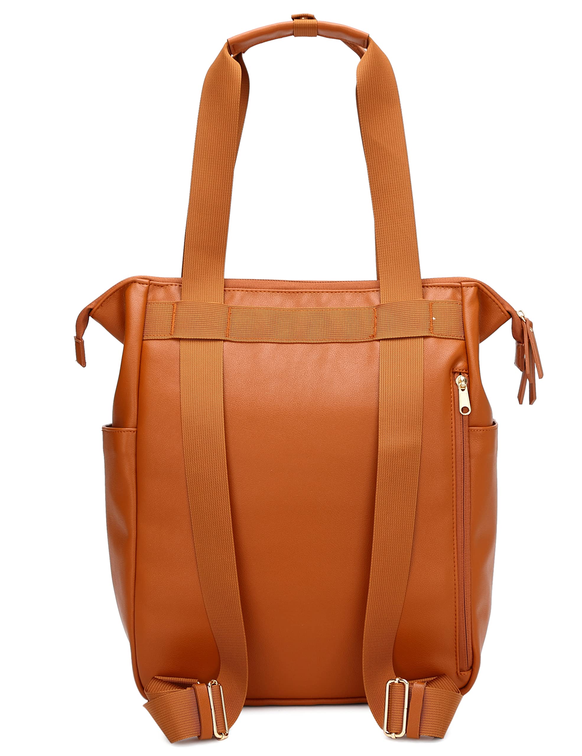 Kah&Kee Feaux Leather Convertible Backpack Tote Bag Casual Travel Daypack 2way for Women Man (Black)