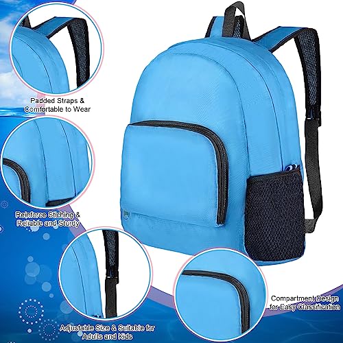 Reginary 24 Pcs Backpack 17" Backpacks Foldable Lightweight Bookbags Student Outdoor Travel School Book Bag with Storage Bag (Blue)