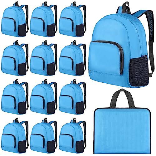 Reginary 24 Pcs Backpack 17" Backpacks Foldable Lightweight Bookbags Student Outdoor Travel School Book Bag with Storage Bag (Blue)