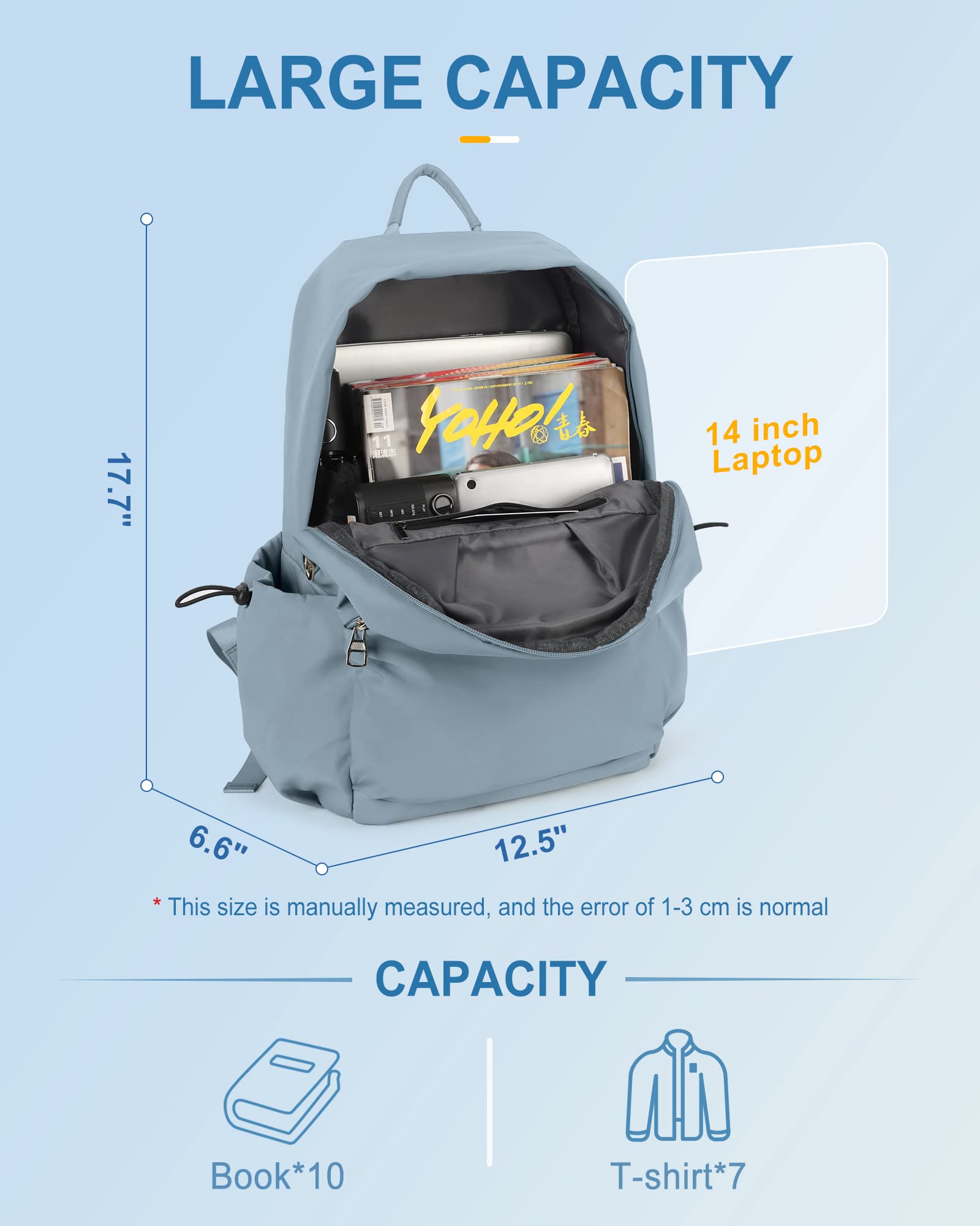 UPPACK Backpack For Women Aesthetic Blue Backpack For Men Lightweight Gym Backpack Bag Casual Daypack Laptop Backpack College