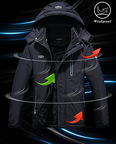 DLGJPA Men's Mountain Waterproof Ski Jacket Hooded Windbreakers Windproof Raincoat Winter Warm Snow Coat