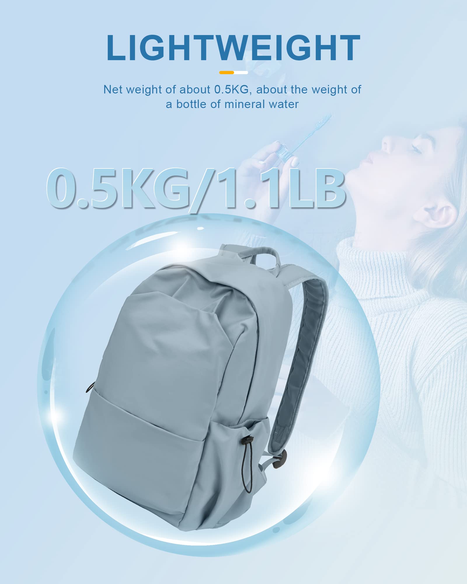 UPPACK Backpack For Women Aesthetic Blue Backpack For Men Lightweight Gym Backpack Bag Casual Daypack Laptop Backpack College