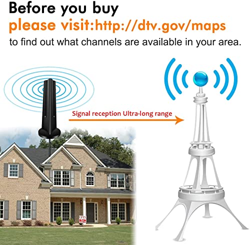 TV Antenna, 2022 Newest HDTV Indoor Digital TV Antenna 130 Miles Range with Amplifier Signal Booster 4K HD Free Local Channels Support All Television -10ft High Performance Coax Cable