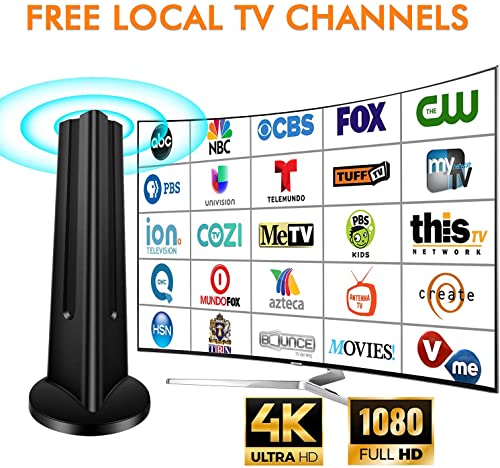 TV Antenna, 2022 Newest HDTV Indoor Digital TV Antenna 130 Miles Range with Amplifier Signal Booster 4K HD Free Local Channels Support All Television -10ft High Performance Coax Cable