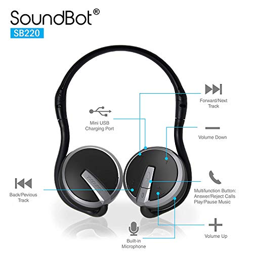 SoundBot SB360 Bluetooth Car Kit + SB221 HD Bluetooth Headset, Wireless Talking & Music Streaming Dongle w/ USB Charger Aux, HD Sports-Active Headphone Sweat Resistant Ergonomic Secure-Fit Design