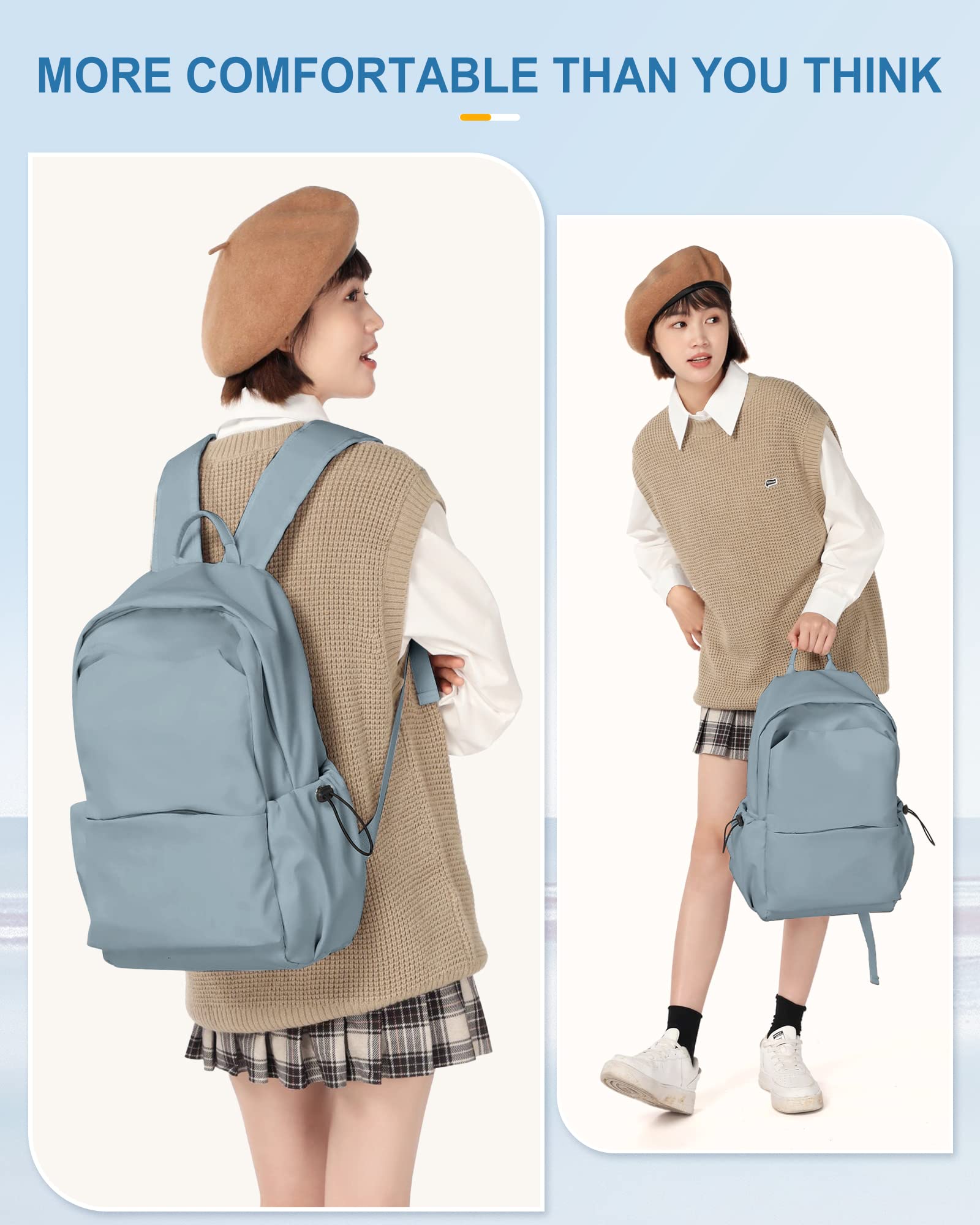 UPPACK Backpack For Women Aesthetic Blue Backpack For Men Lightweight Gym Backpack Bag Casual Daypack Laptop Backpack College