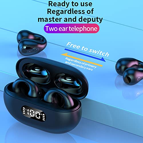 Gcxzwyb Wireless Ear Clip Bone Conduction Headphones Bluetooth Waterproof Mini Sports Running Earring Headphones Open Ear in Ear Headphones Wireless Earbuds (Black, One Size)