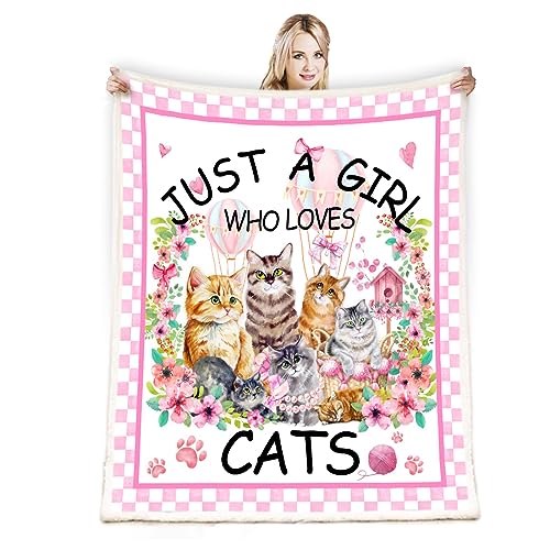 Cat Blanket,Cat Lover Gifts for Women, Blanket Gifts for Cat Lovers,Blanket Throw for Bedroom Sofa Couch Cat Gifts for Girls 50X60inches