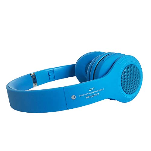 Kids Headphones Bluetooth Wireless,LED Light Up Wired Headset,85 dB Volume Limiting Foldable Headphones,Built-in Mic,Support FM Radio/Micro SD/TF,for Phone/Tablet/Pad/PC/Laptop/TV(Blue)