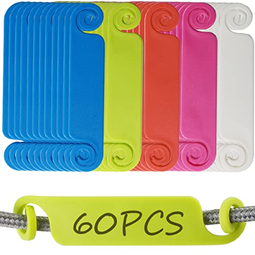 NSBELL 60PCS Cable Tags Cable Management Labels Multicolor Cable Labels Cord Identification Tags for USB Computer Phone Charger