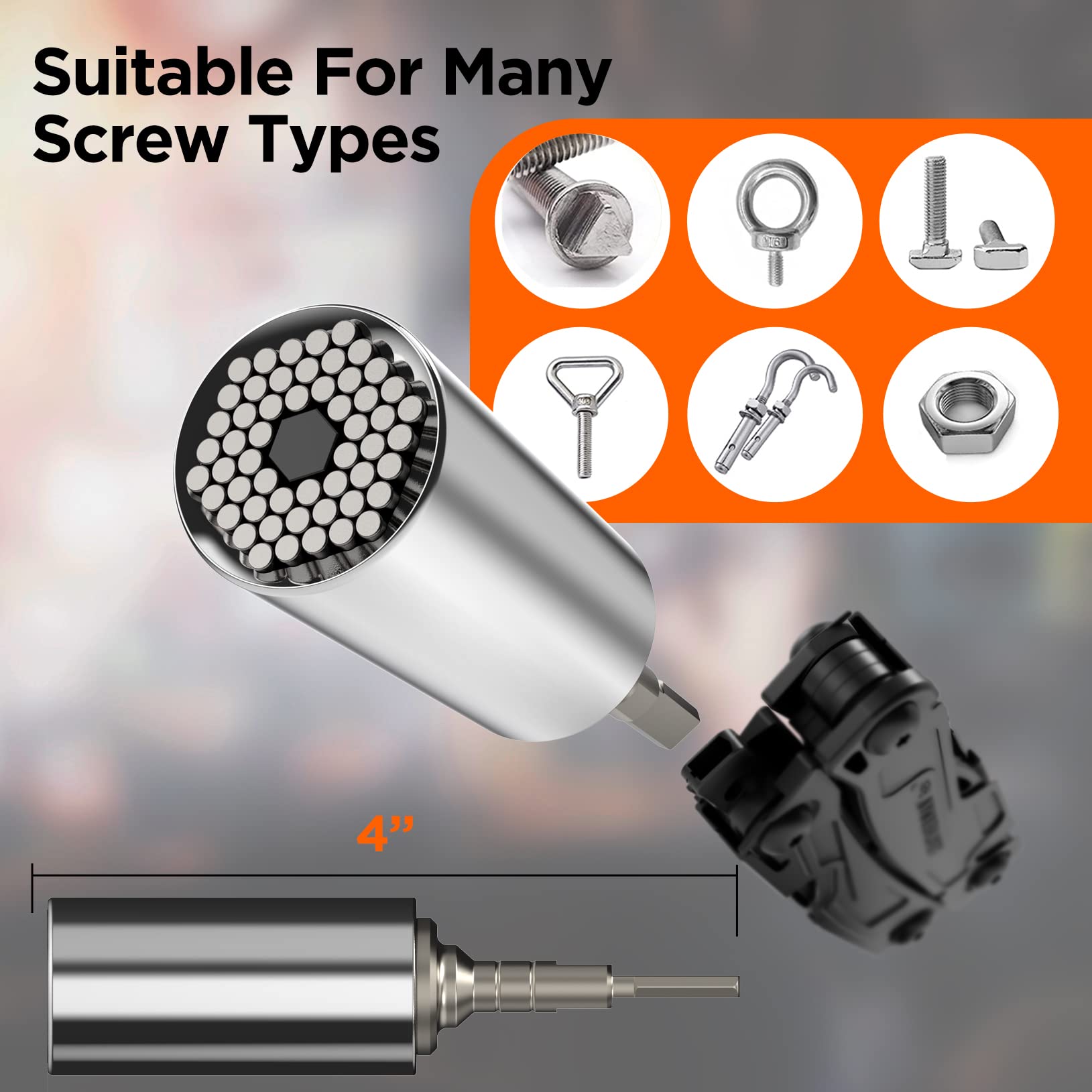 Galvanox Universal Socket Adapter Compatible with Leatherman Flat Bit System - Skeletool, Surge, MUT, Wave Plus and Signal Multitool Kit Set (Multi-Tool Accessories)