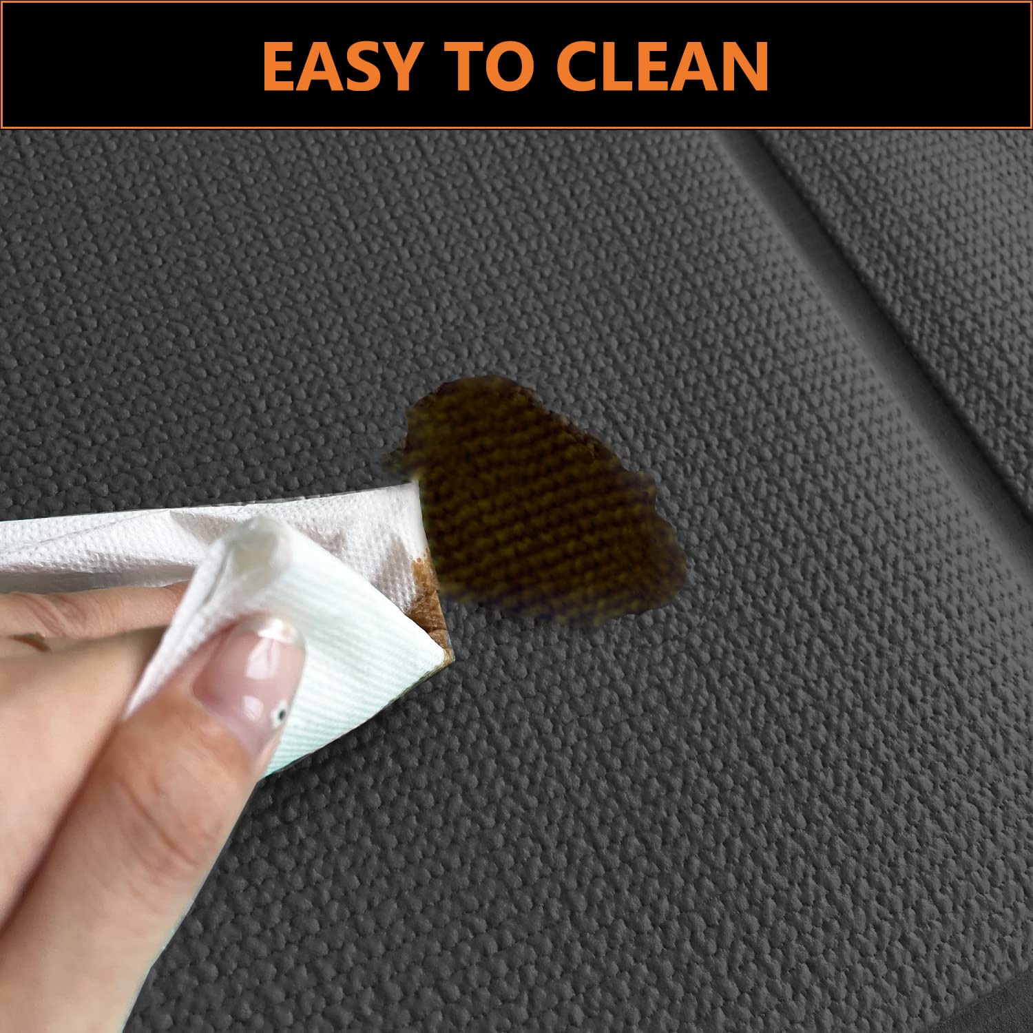 Under Sink Kitchen Mat Liner- 68’’ x 24’’ Big Size Non-adhesive Under Sink Protector with Bump Texture Black Shelf Liner Drawer Liner