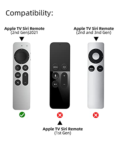 K TOMOTO Compatible with Apple TV 4K Siri Remote Case 2021, Silky-Soft Anti-Slip Protective Silicone Cover for Siri Remote Control 2nd Generation [Lanyard Included], Pine Green