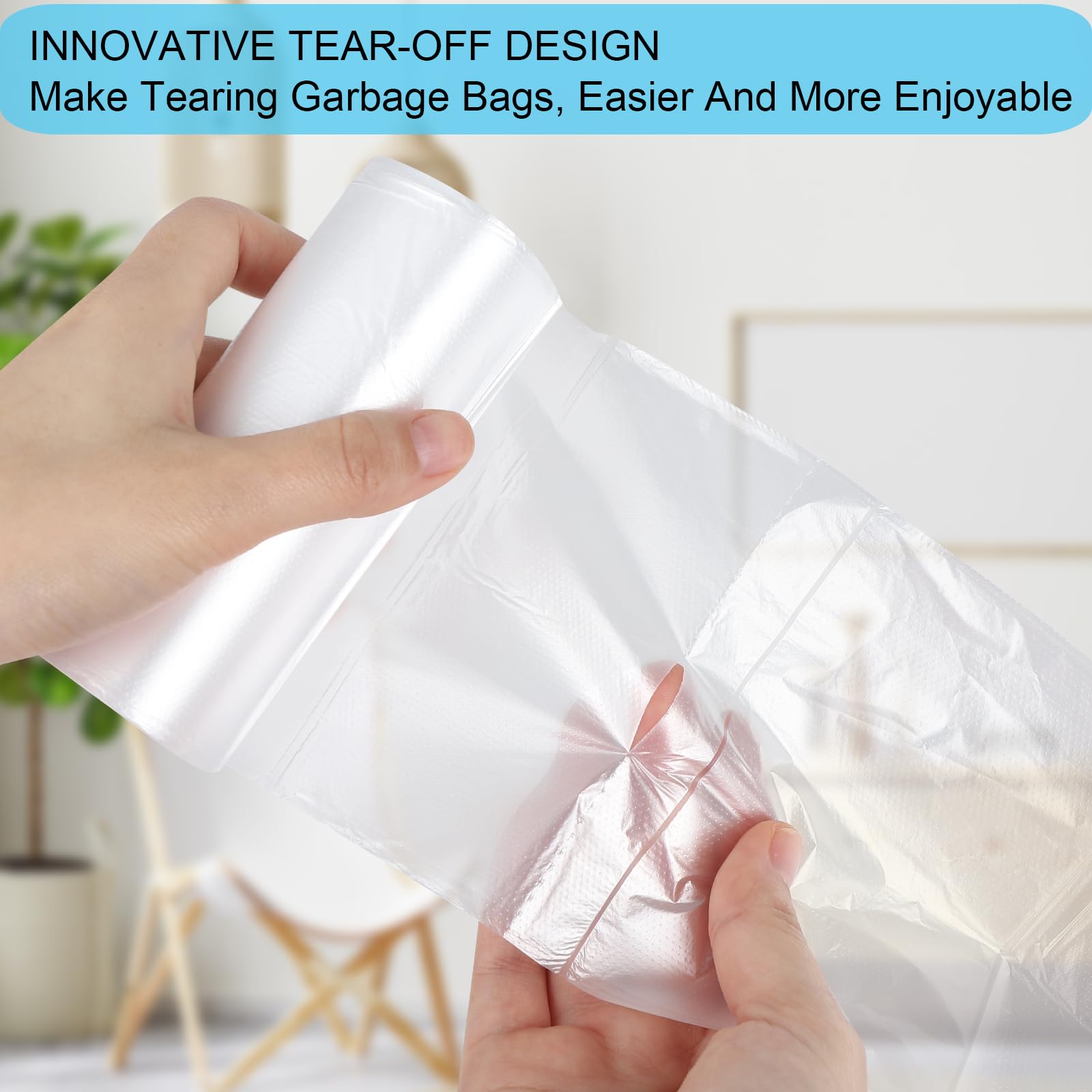 3 Gallon Small Clear Bathroom Trash Bags, Office Wastebasket Liners Garbage Bags for Restroom, Home Bins, 100 Counts