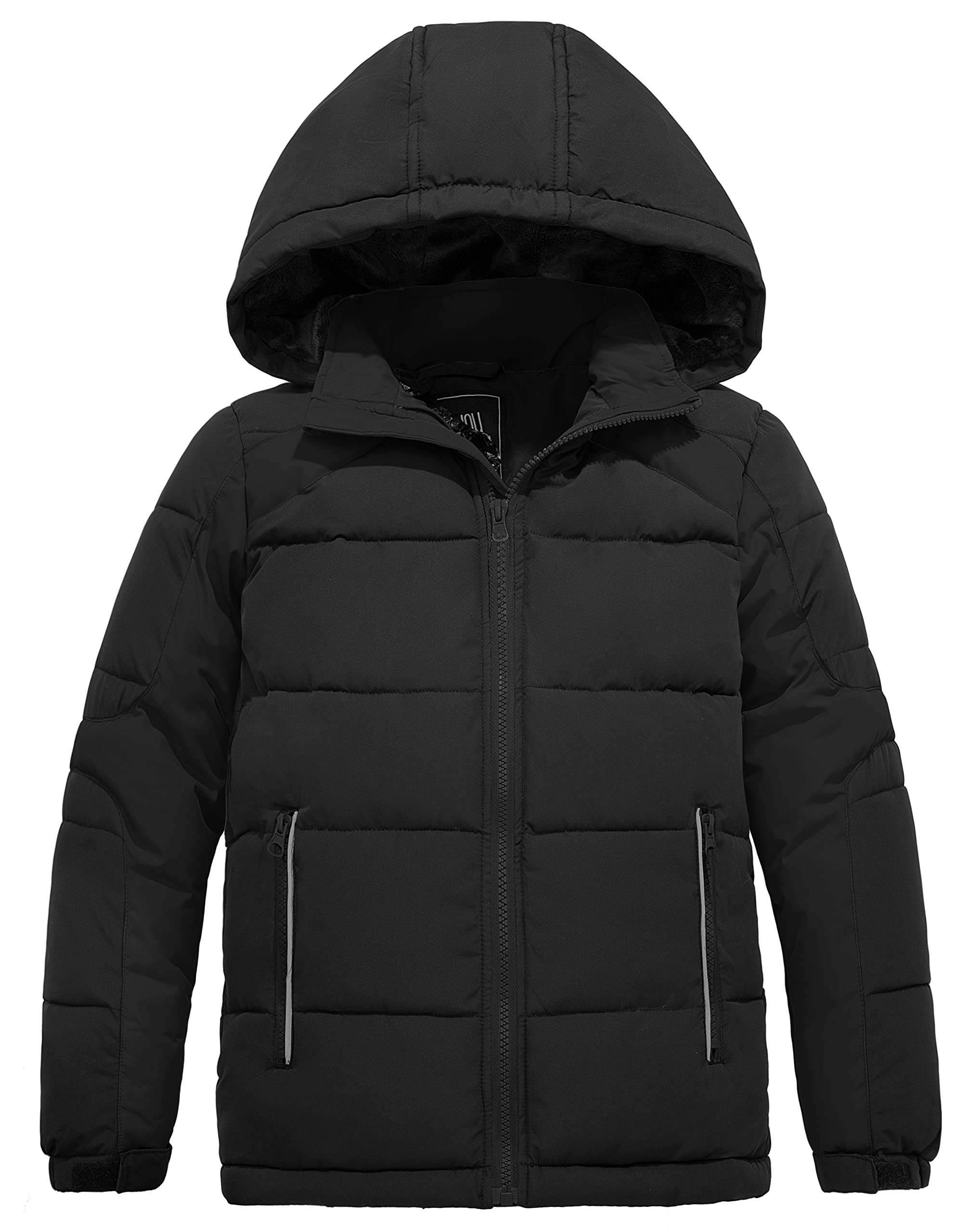 ZSHOW Boys' Winter Coat Thick Fleece Lined Quilted Puffer Jacket Insulated Outerwear Coat(Black,14-16)