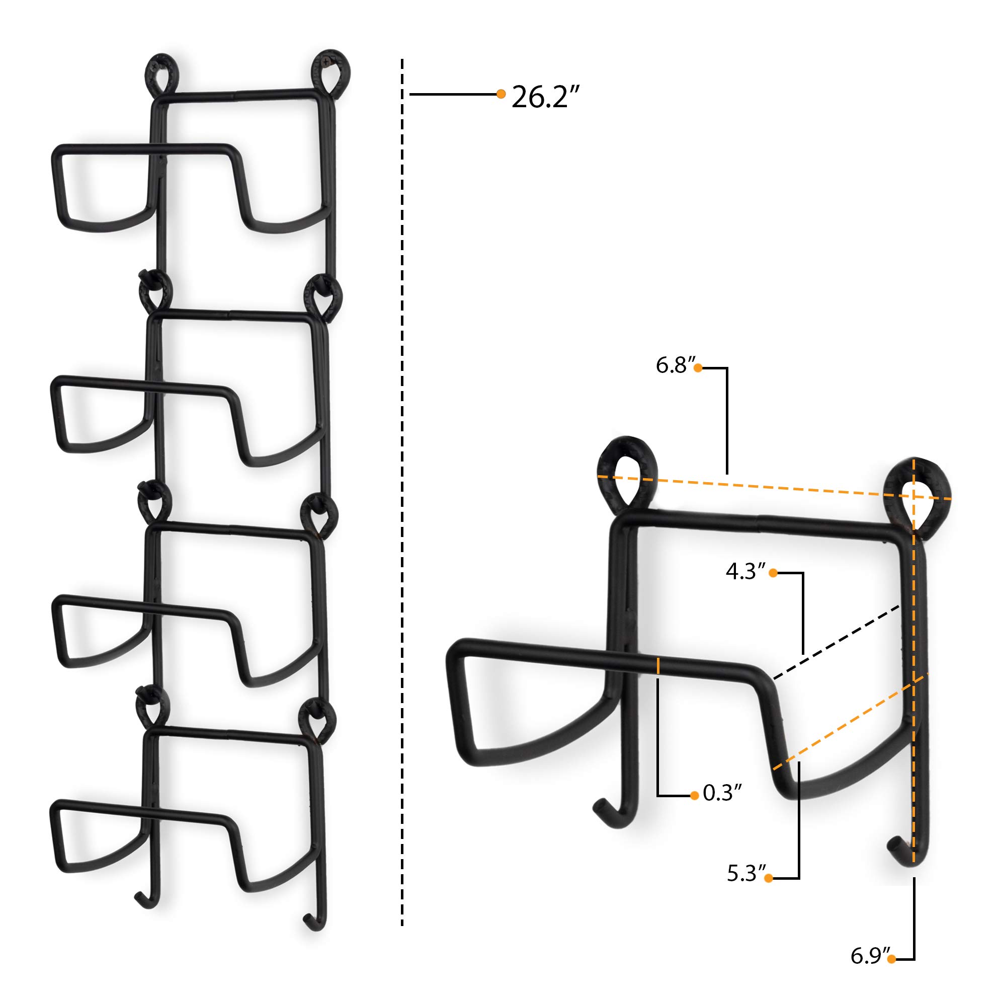 Wallniture Wrought Iron Wine Rack β Wall Mount Bottle Storage Organizer β Rustic Home Decor Set of 4