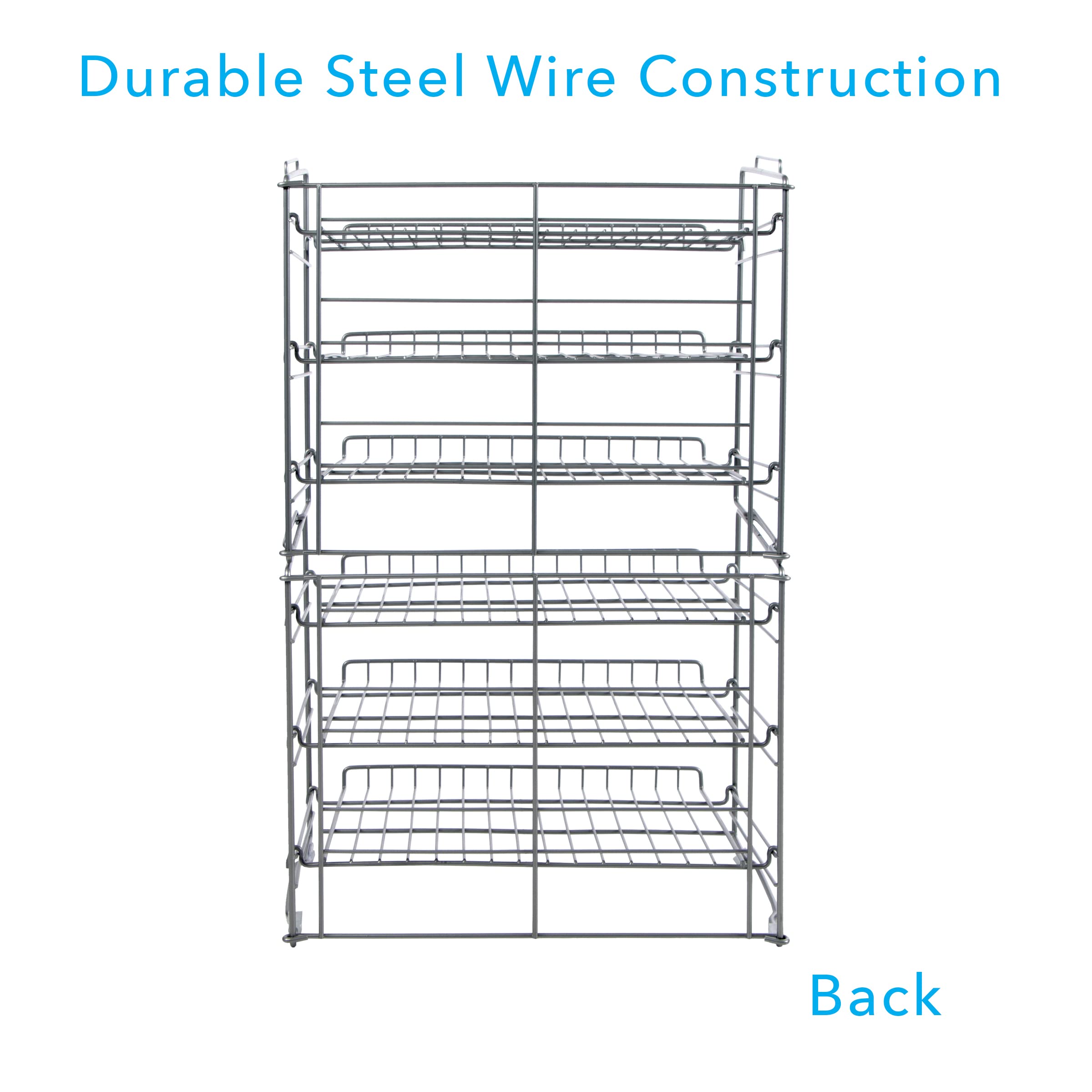 Atlantic Gravity-Fed Compact Double Canrack β Kitchen Organizer, Durable Steel Construction, Stackable or Side-by-Side, PN in Silver