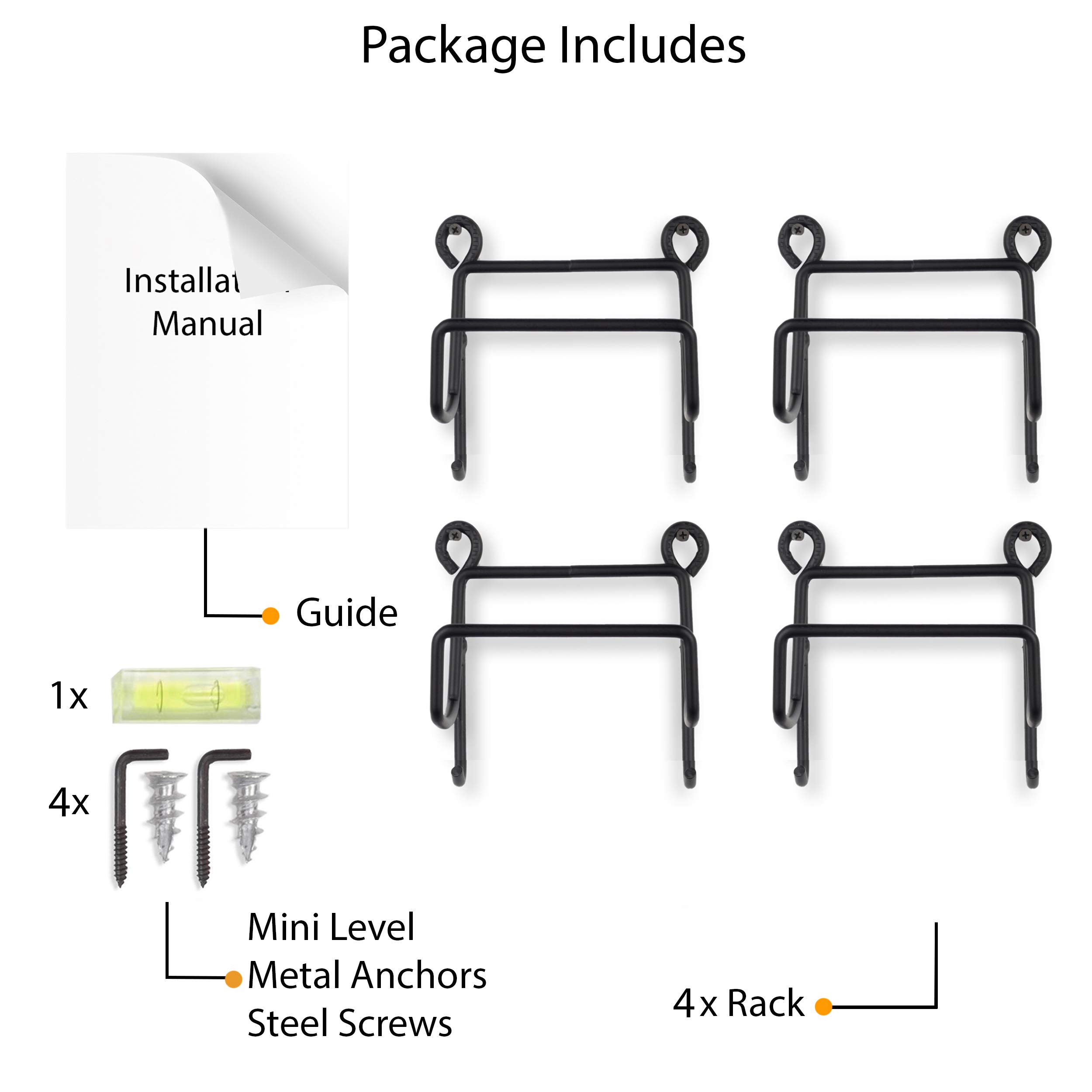 Wallniture Wrought Iron Wine Rack β Wall Mount Bottle Storage Organizer β Rustic Home Decor Set of 4